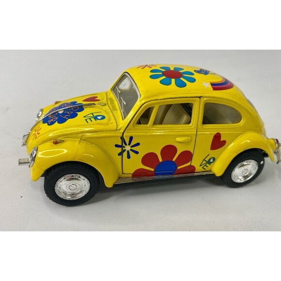 Toys | Volkswagen Classic Beetle 1967 Yellow Love Happy Flower Kintoy ...